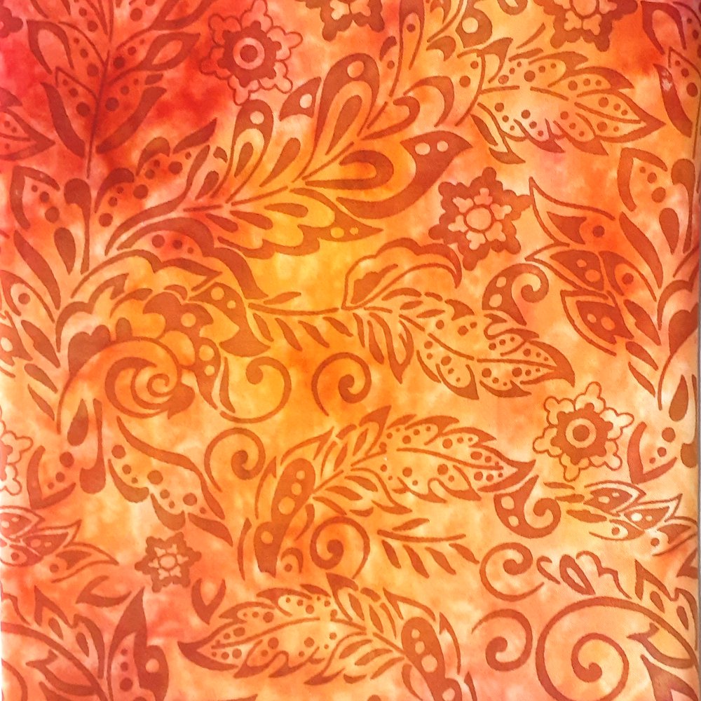 Red / Orange Flowers Batik 100% Cotton Fabric