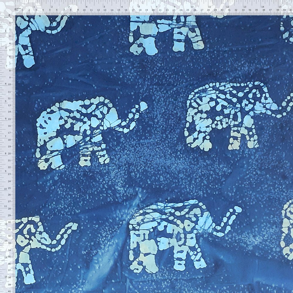 Large Batik Elephants Design - 100% Cotton Fabric