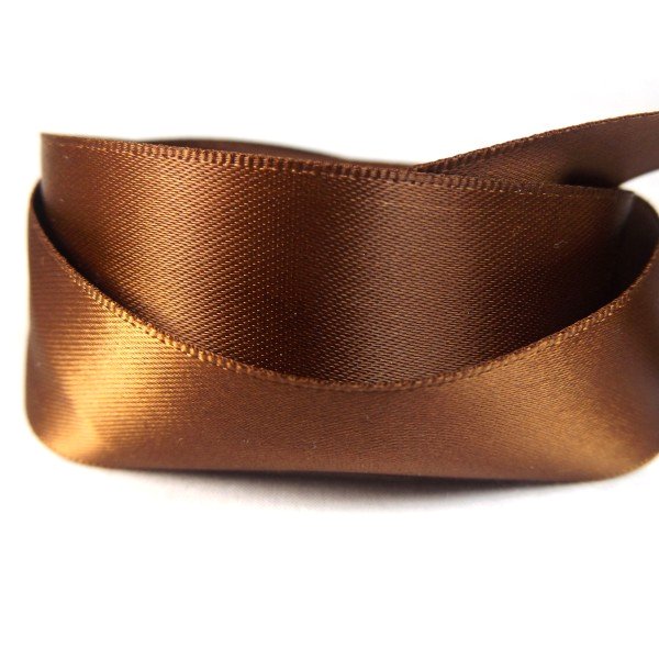 25mm Plain Satin Ribbon, Colour - Brown